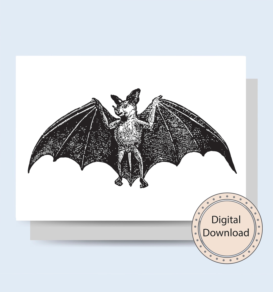 Vampire Bat Spectral Bat Halloween or Goth Printable Card Digital File ...