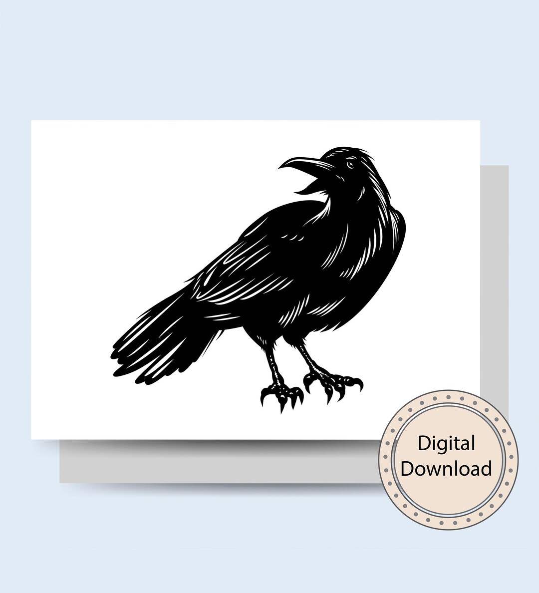 Raven Digital Card DIGITAL DOWNLOAD Unusual Card Instant Download PDF ...