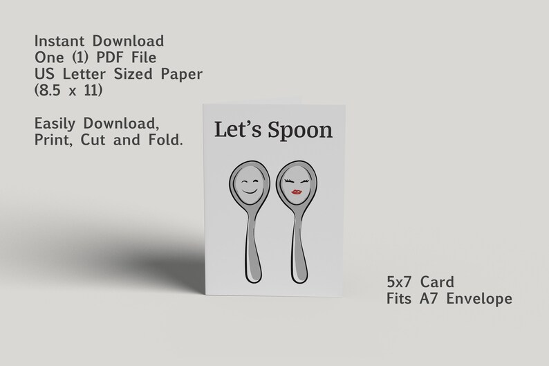 Spooning Printable Card Let's Spoon Printable Greeting Card Spoon ...
