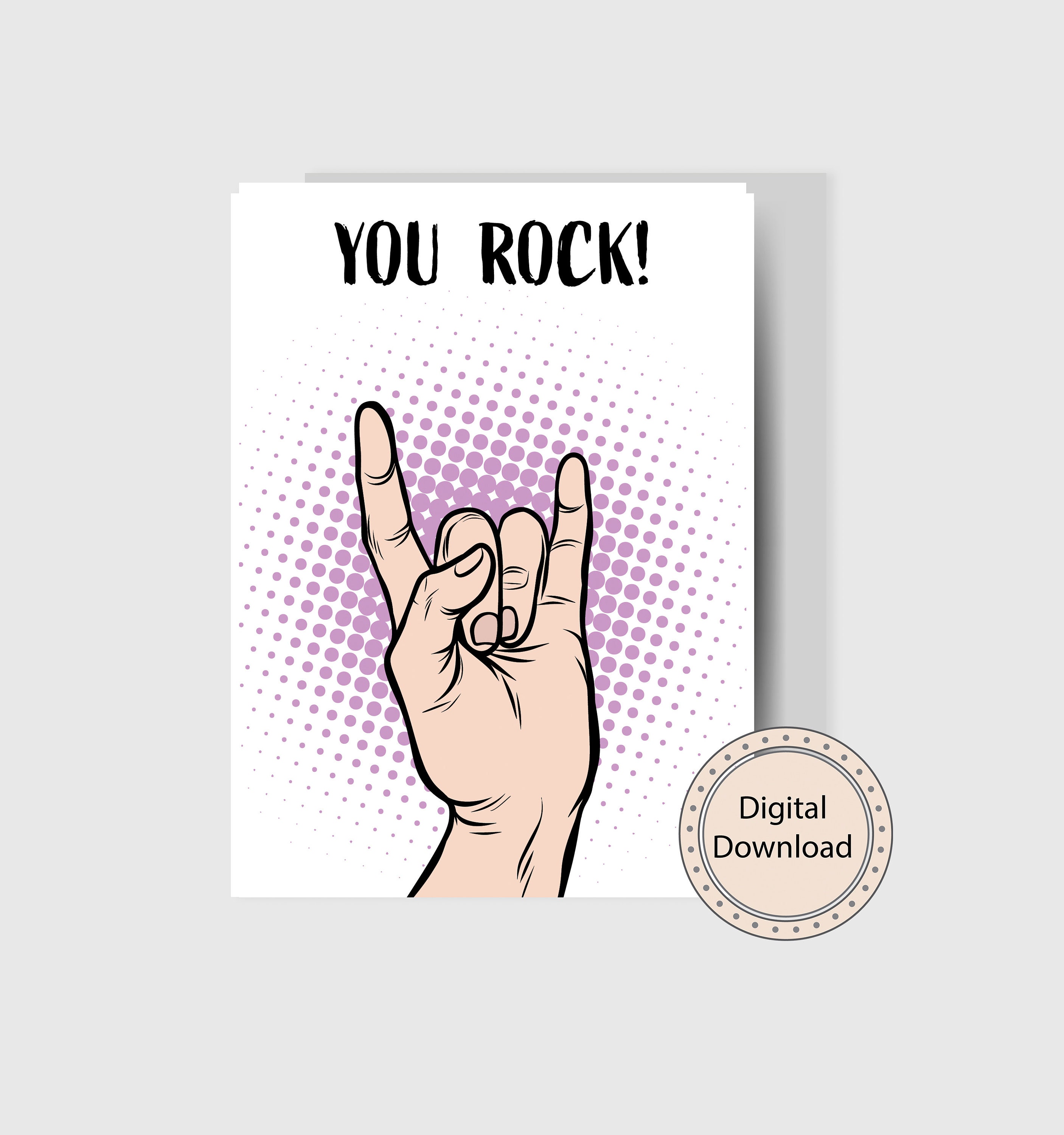 You Rock Printable Greeting Card Hand Making the Rock N - Etsy
