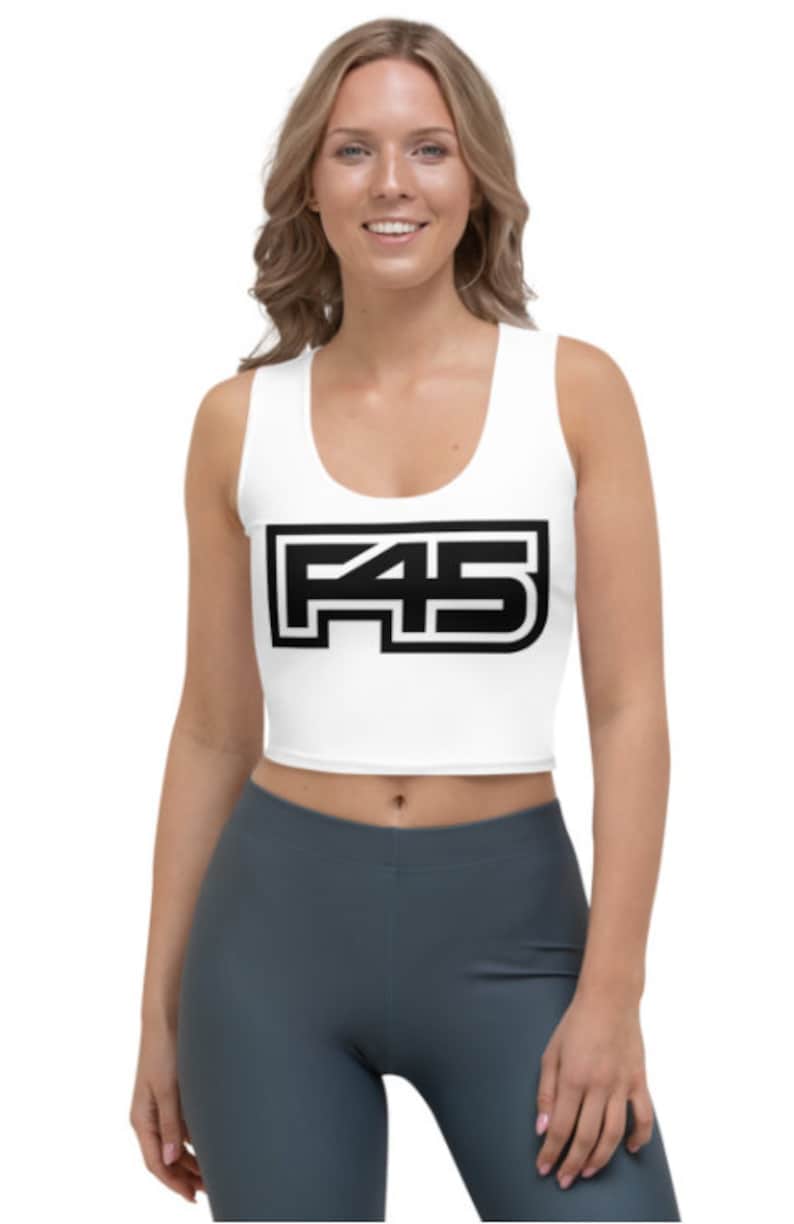 F45 White Women's Workout Crop Top Black F45 Logo Team Training. Life ...