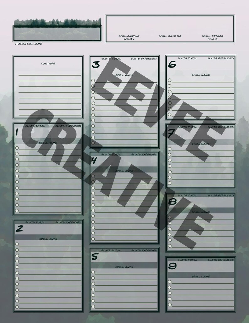 D&D 5E Character Sheet - Forest/nature/ranger - Etsy