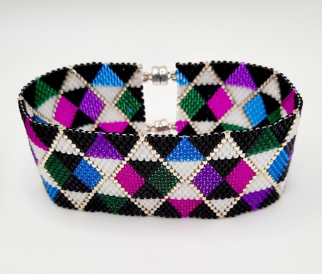 80s Diamonds Peyote Stitch Bracelet Pattern - Etsy