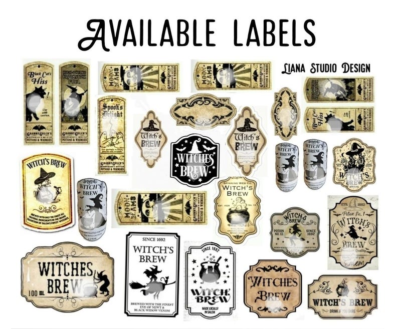 26 Printable Witch Labels - Etsy