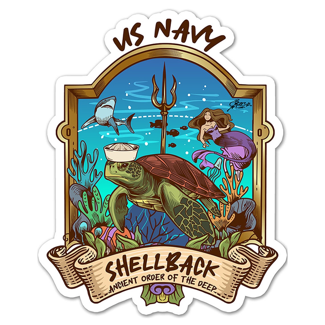 US Navy Shellback Decal - Crossing the Line - USN Veteran Decal ...