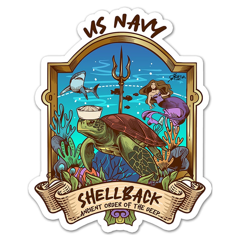 US Navy Shellback Decal - Crossing the Line - USN Veteran Decal ...