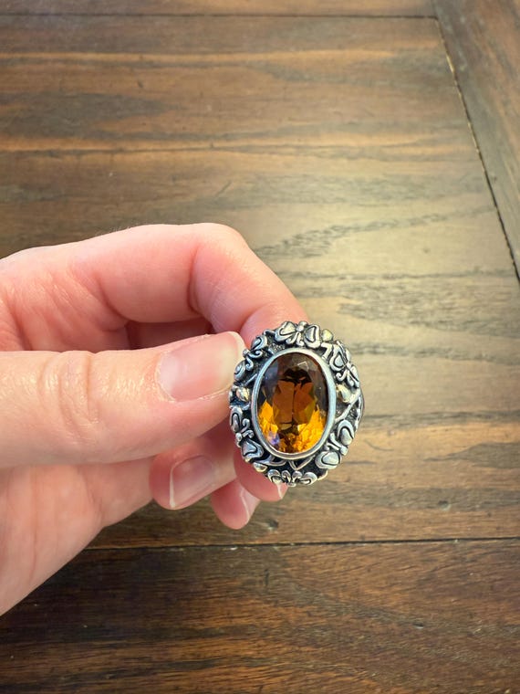 Samuel B Citrine Ring Sterling Silver 18k Yellow Gold… - Gem