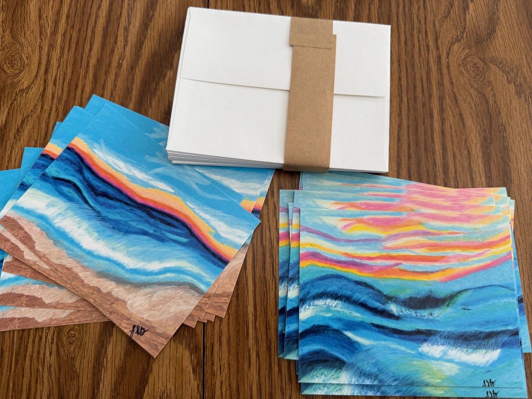 Outer Banks OBX Sunset Beach Waves Coastal Ocean Lover Blank Greeting ...