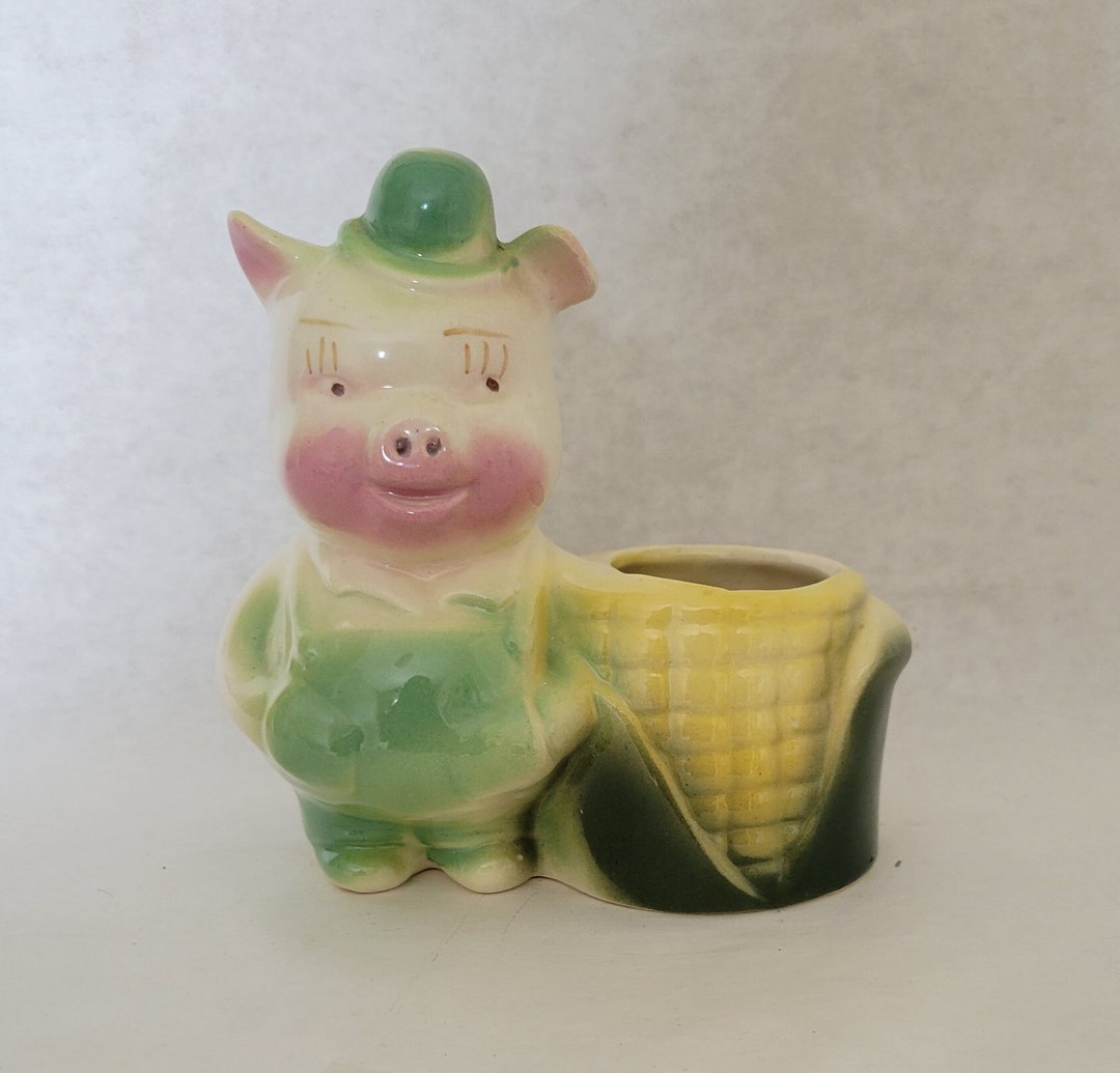 Vintage Farmer Pig Planter, Country Style Planter, Pig Collectable - Etsy