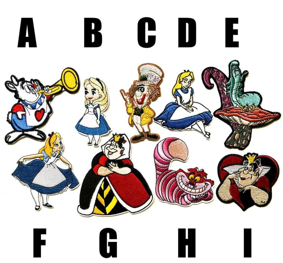 Patch Alice in Wonderland Iron-on Patch Alice in Wonderland White ...