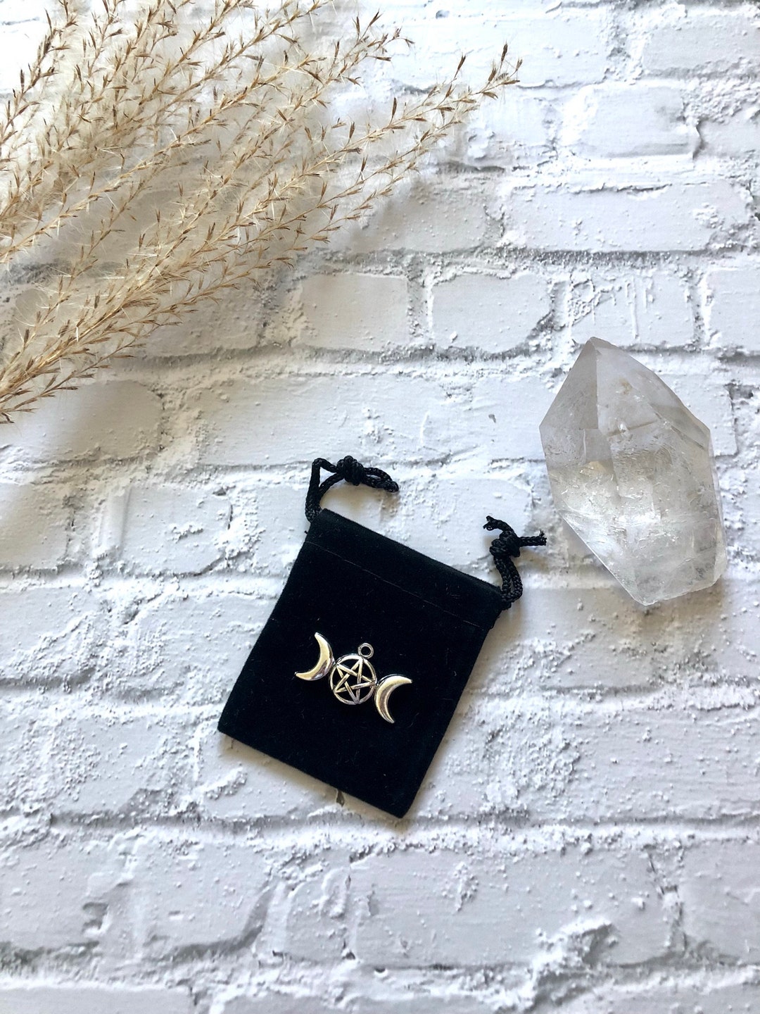 Triple Moon Charm, Triple Moon Pendant, Antique Silver Plated Triple ...