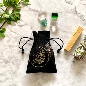 Black Crystal Pouch Bag, Pouch for Crystals, Bag for Crystals, Pouch ...