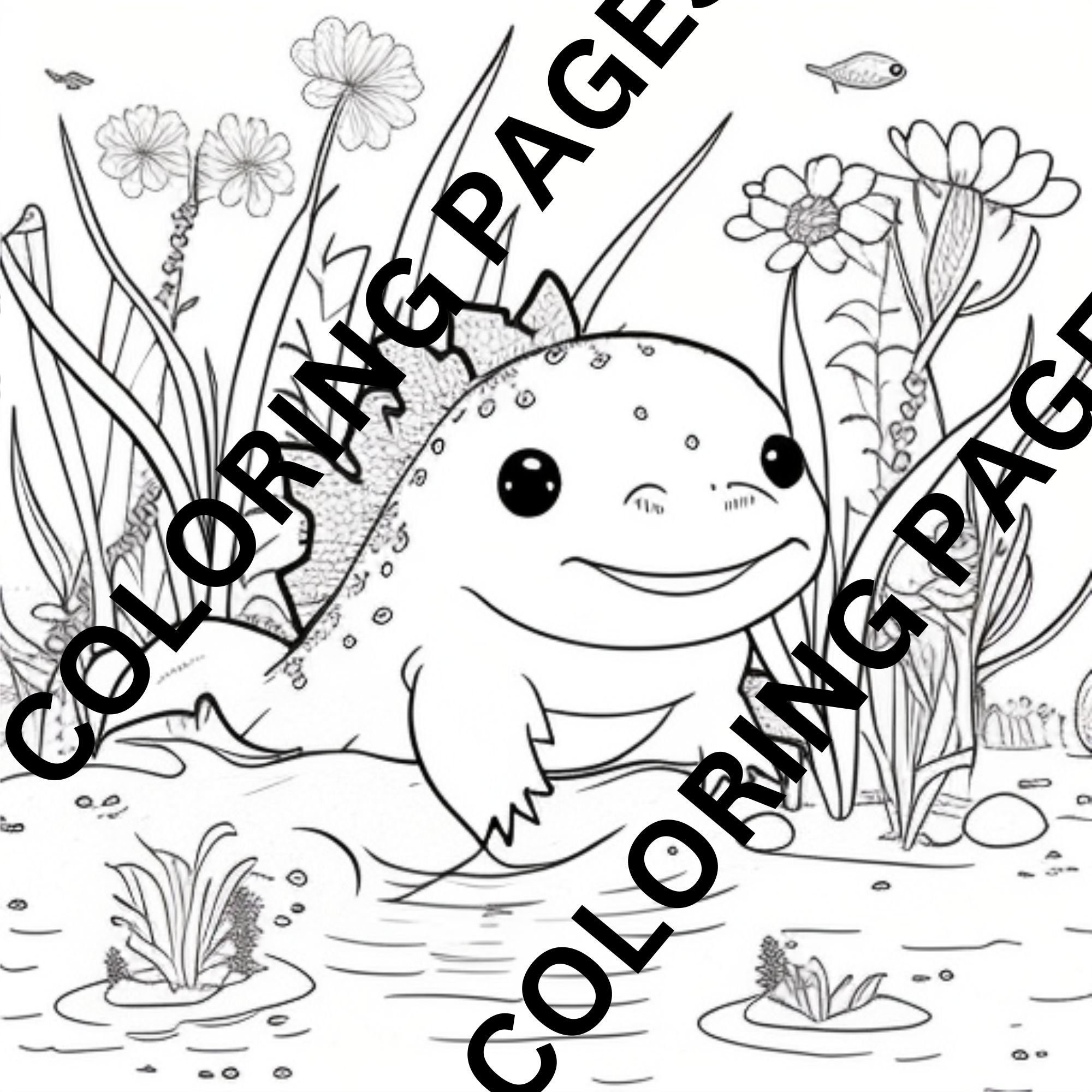 Fantasy Coloring Pages Axolotls Digital Download With Printable,for ...