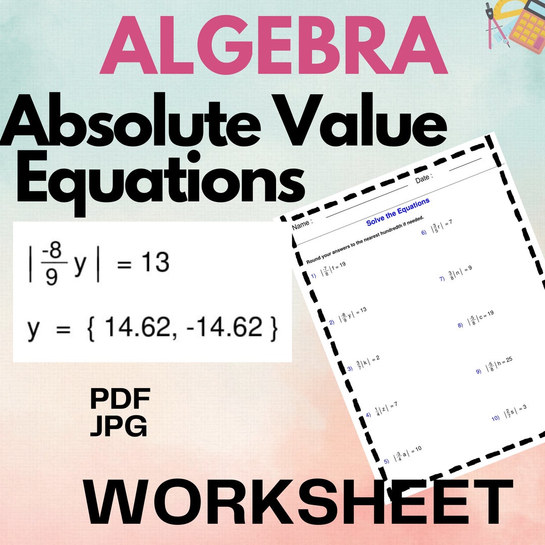 Equations Worksheets Absolute Value Equations monomial Polynomial ...