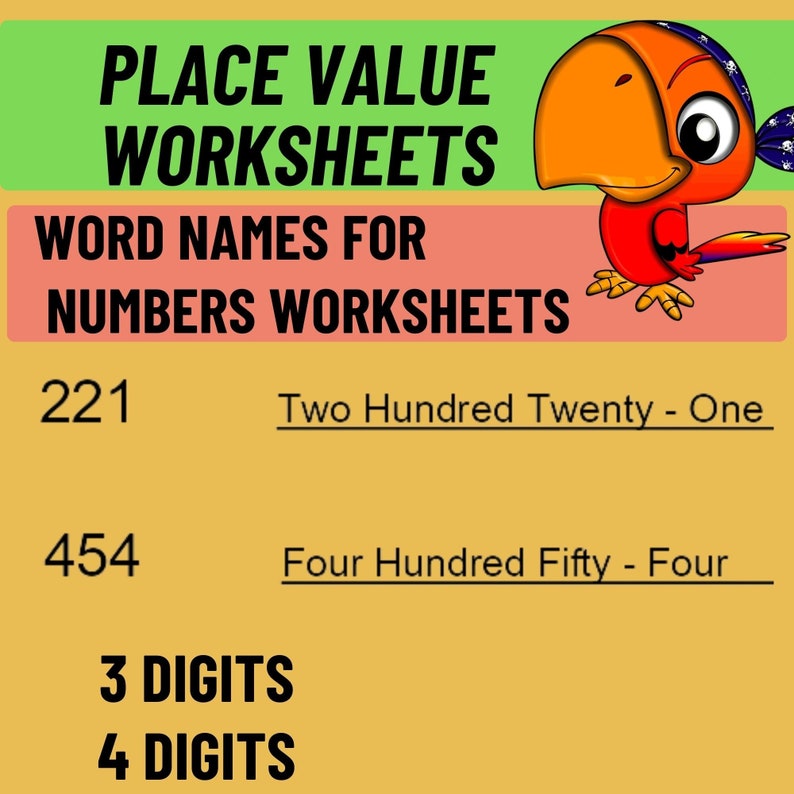 Place Value Worksheets Word Names for Numbers Worksheets 3 Digits 4 ...