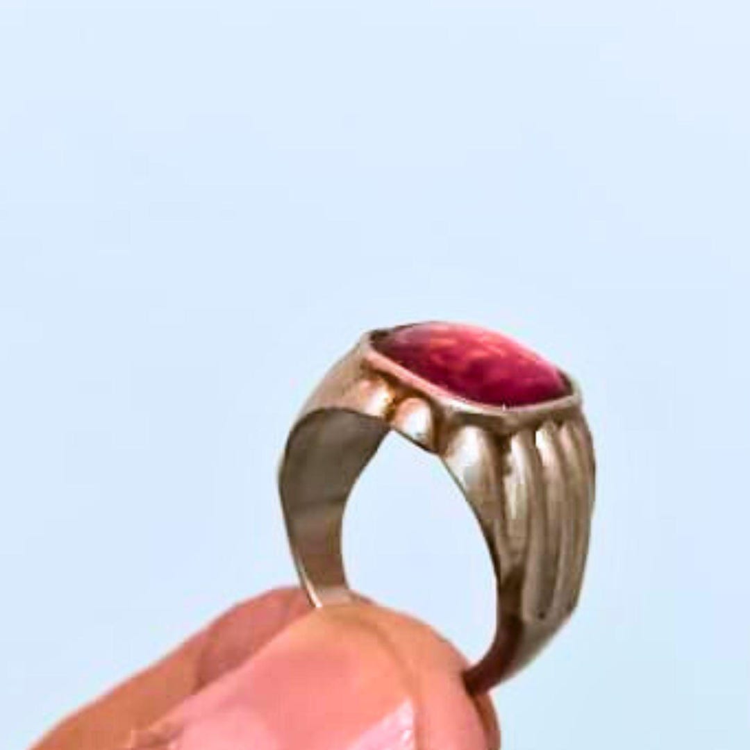 Sacred Flame – Islamic Red Gemstone Ring With Arabic Allah Inscription ...