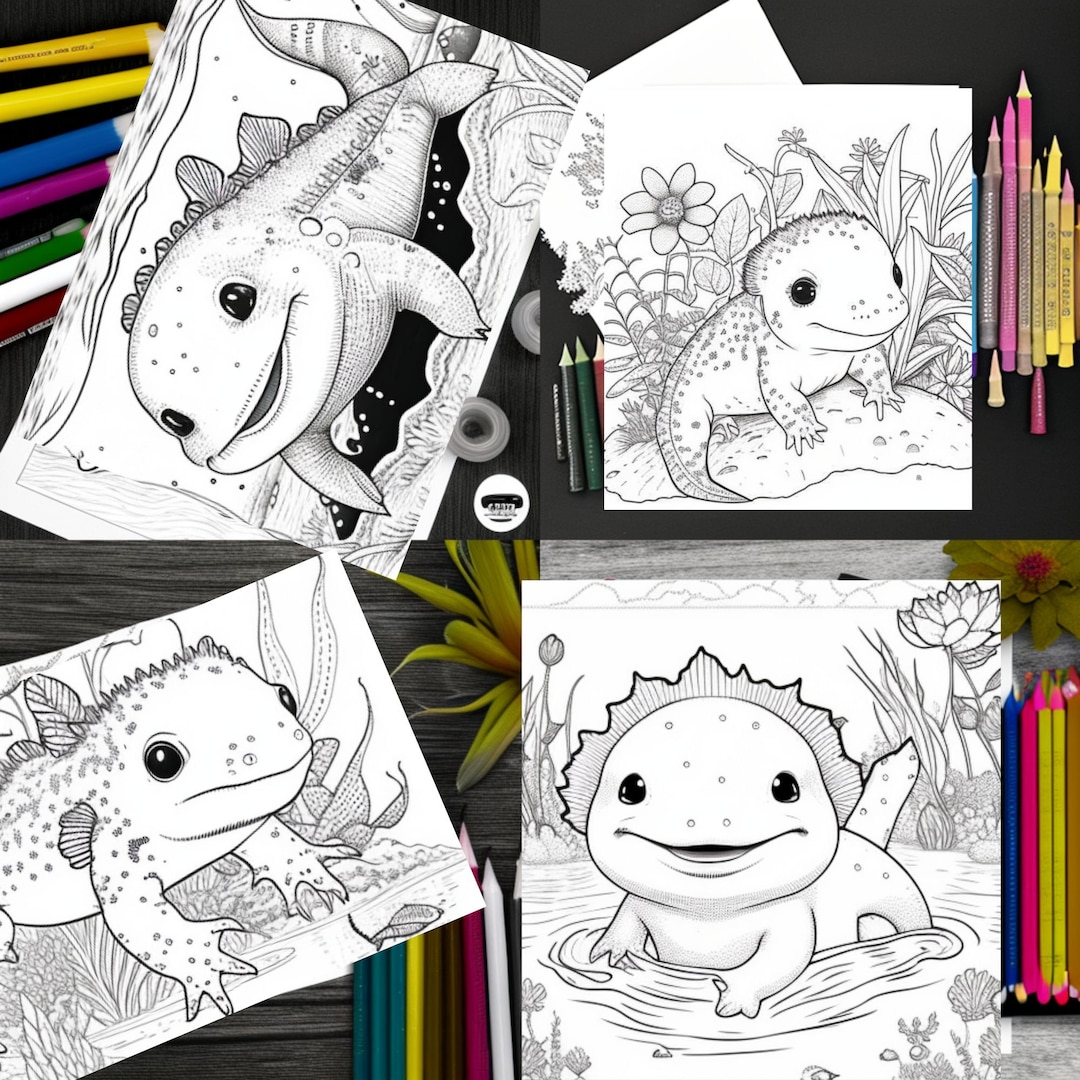 Fantasy Coloring Pages Axolotls Digital Download With Printable,for ...