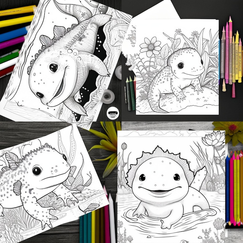 Fantasy Coloring Pages Axolotls Digital Download With - Etsy