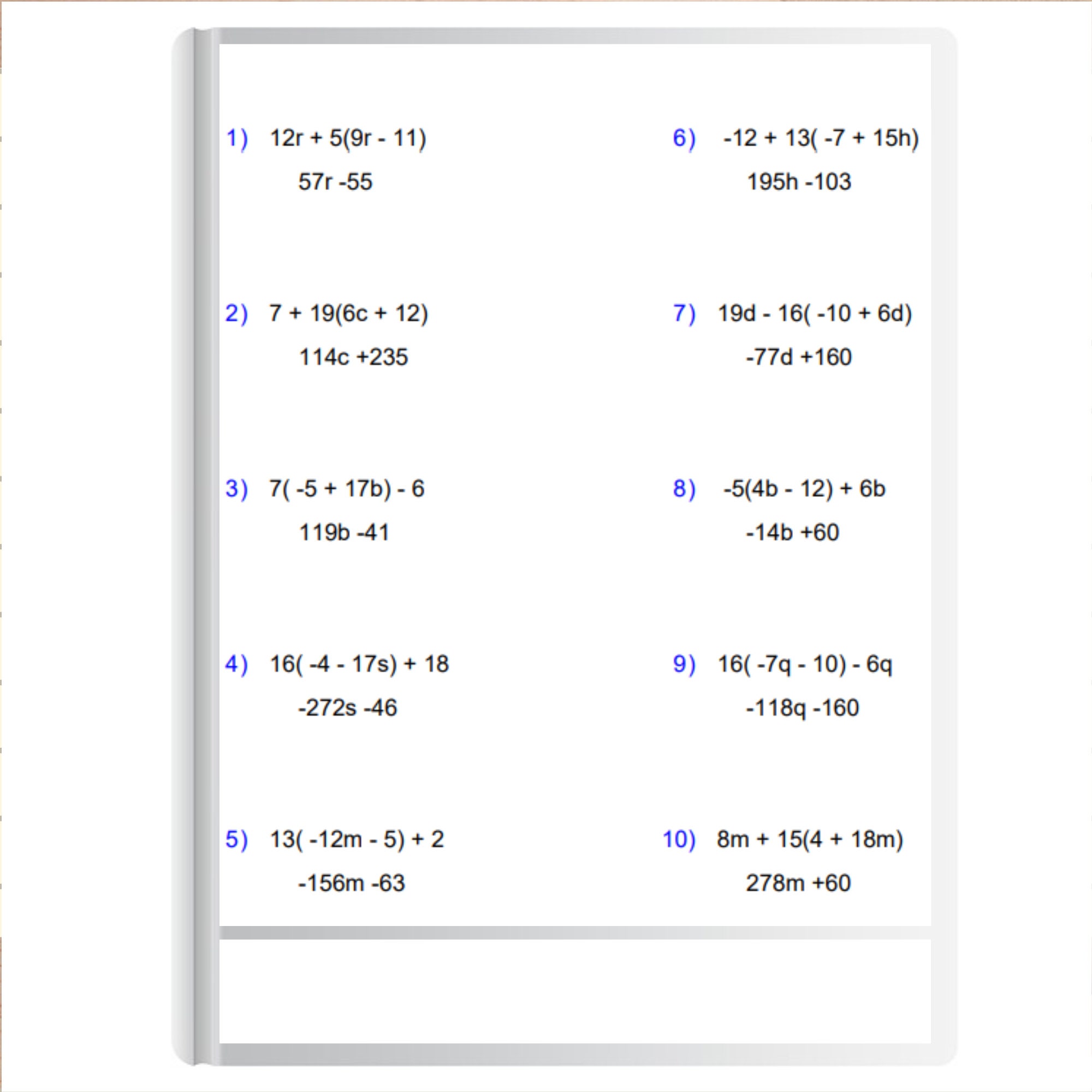 Distributive Property Worksheets Practice Problems Worksheets With ...