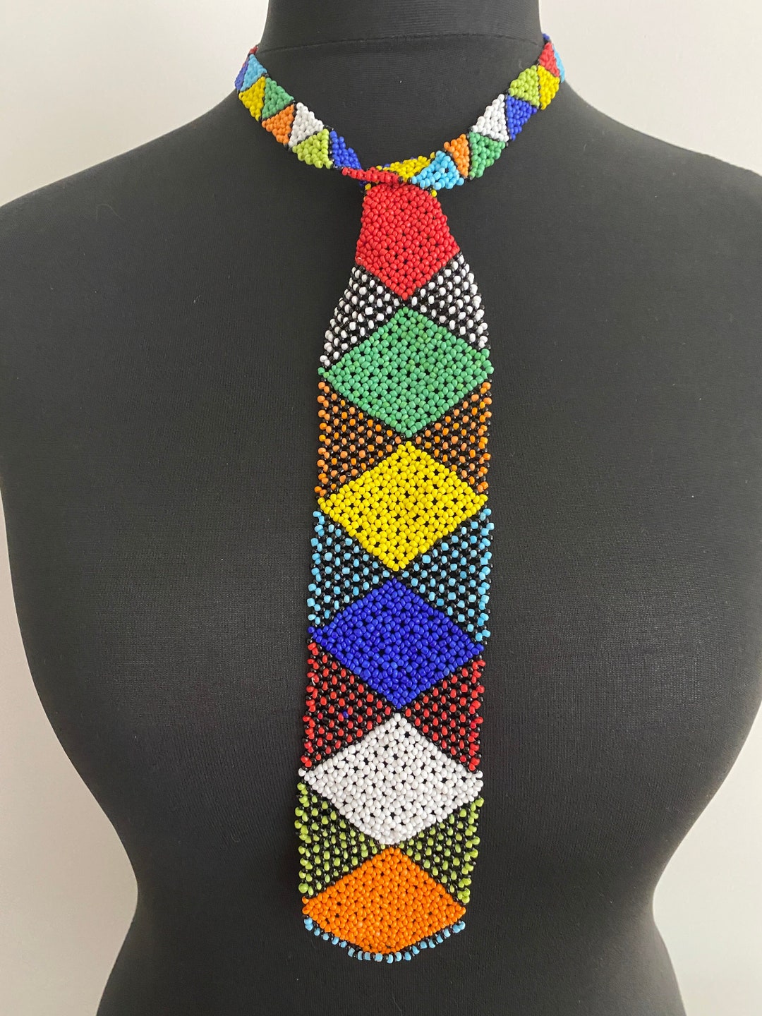 Beaded Tie - Zulu Beaded Tie - African Necktie - Ethnic Tie - Wedding ...