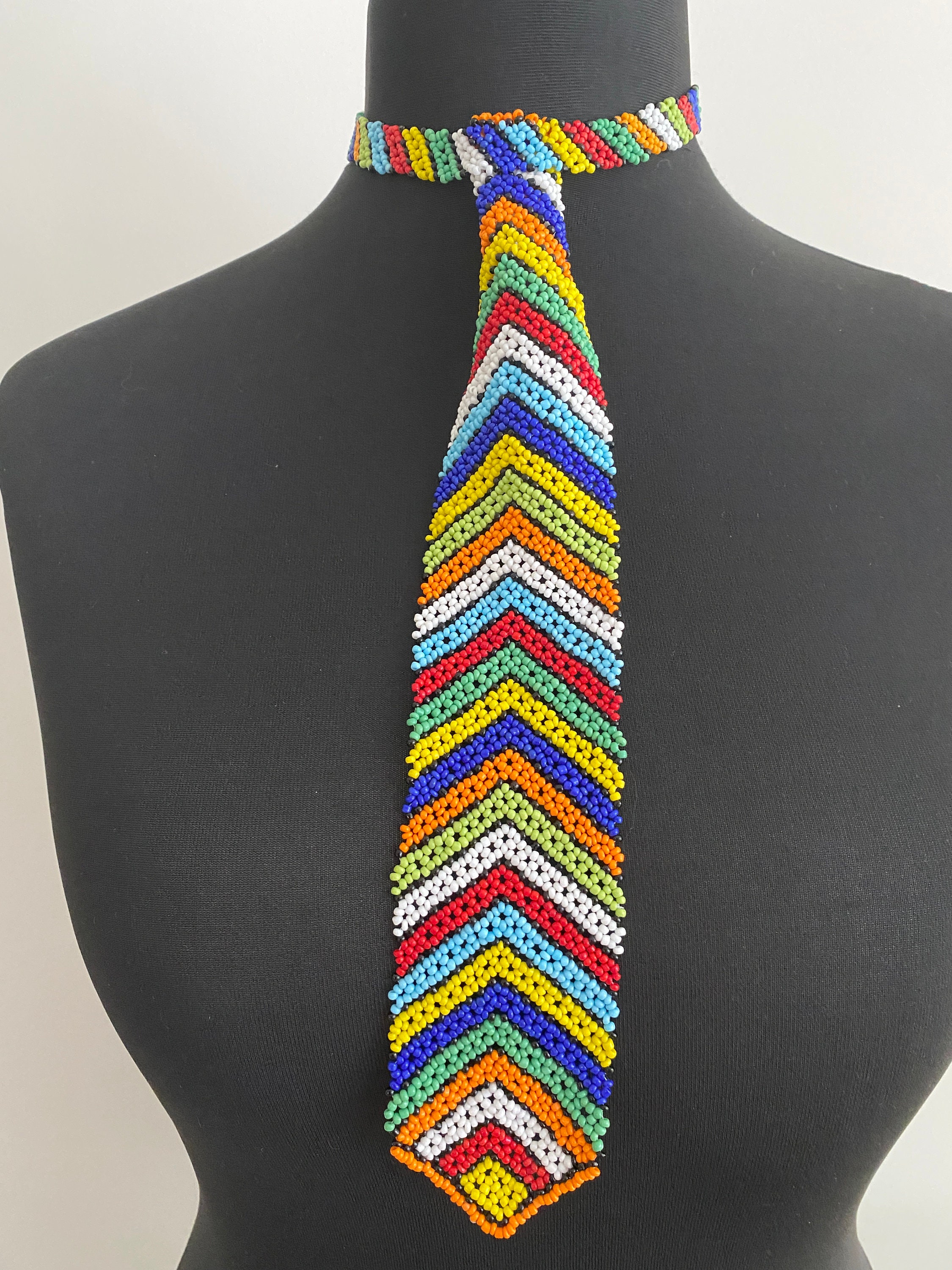 Beaded Tie - Zulu Beaded Tie - African Necktie - Ethnic Tie - Wedding ...