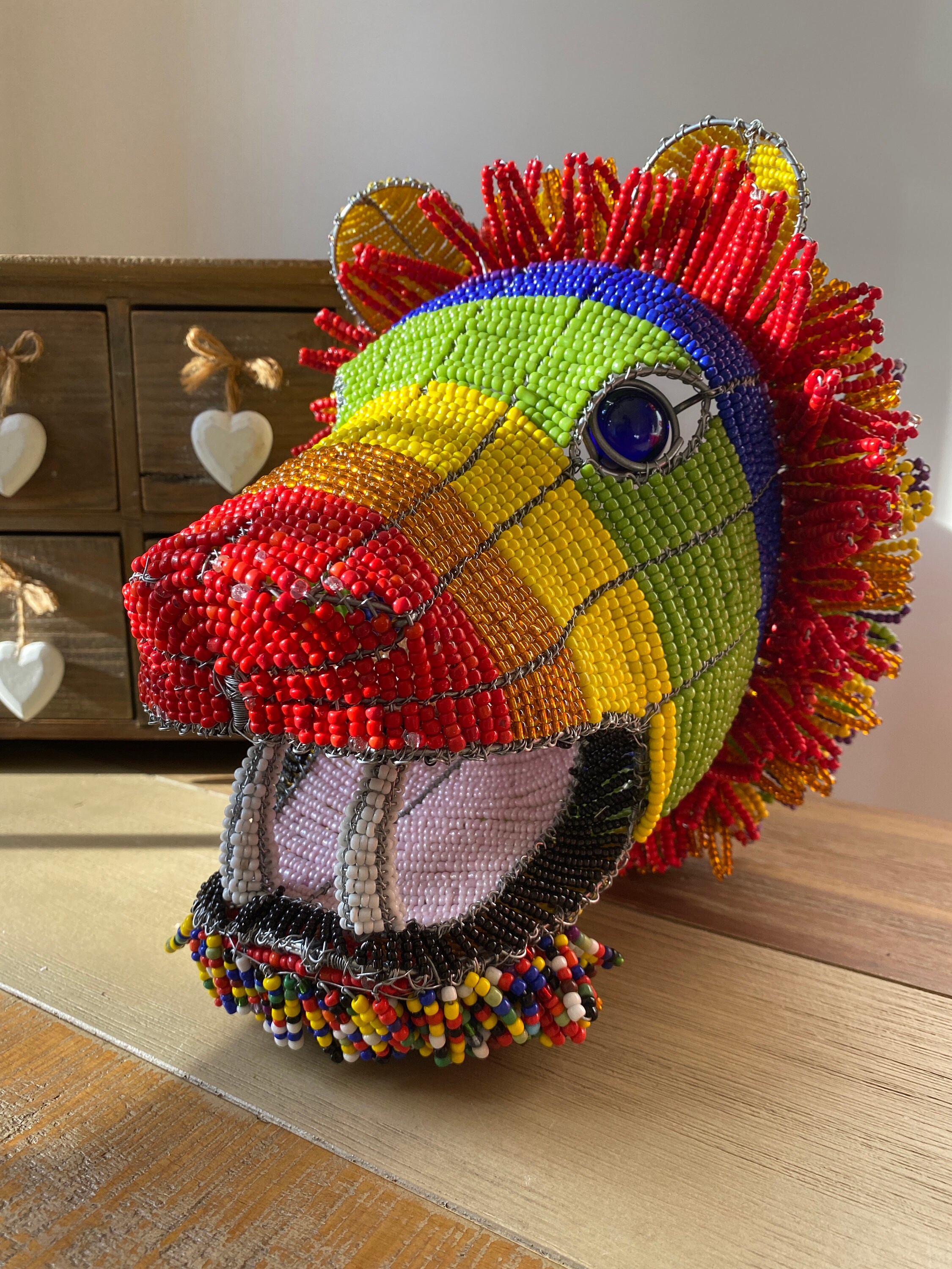 Lion Wall Hanging Rainbow Lion African Beaded Lion Wall Decoration ...