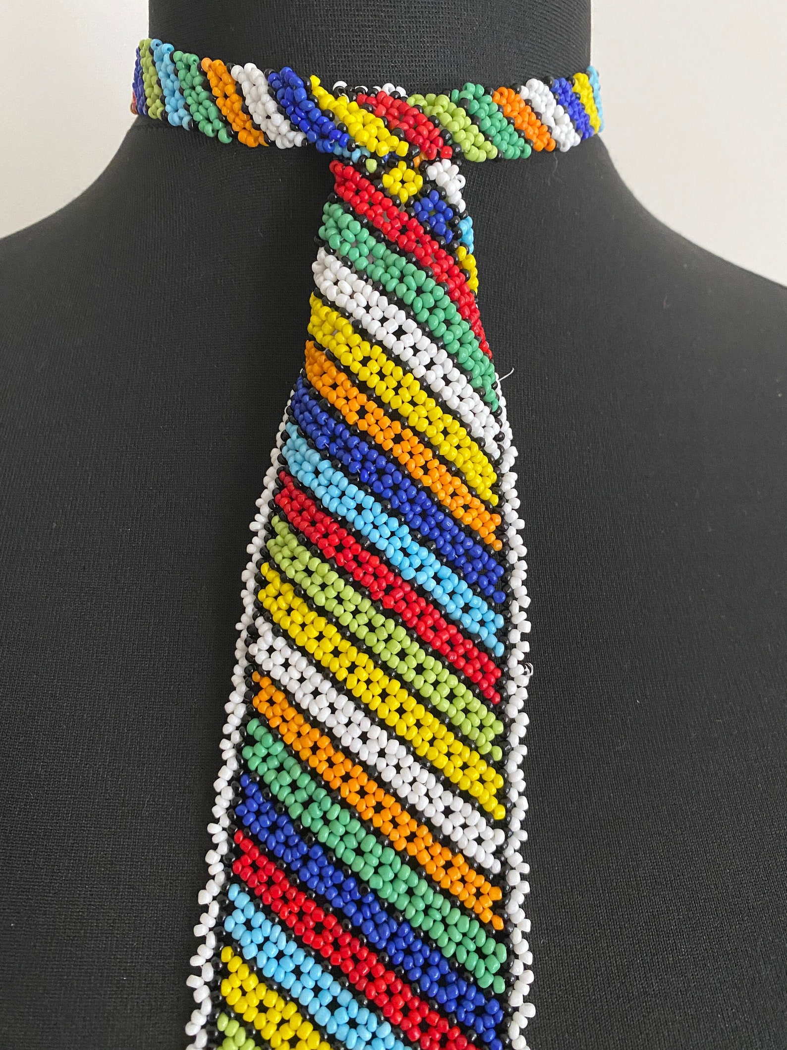 Beaded Tie Zulu Beaded Tie African Necktie Ethnic Tie Wedding Tie ...