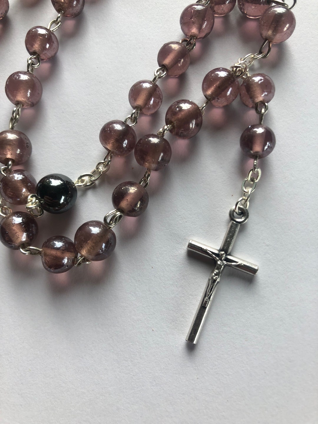 Anglican Rosary Prayer Beads Glass Hematite Unique Handmade ...