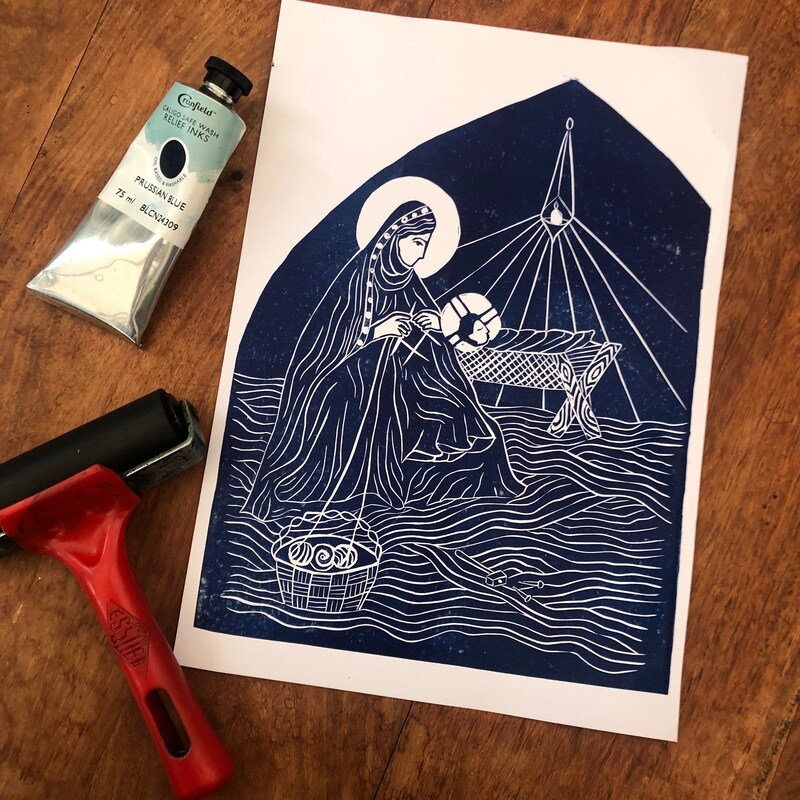 Linocut Christmas - Etsy