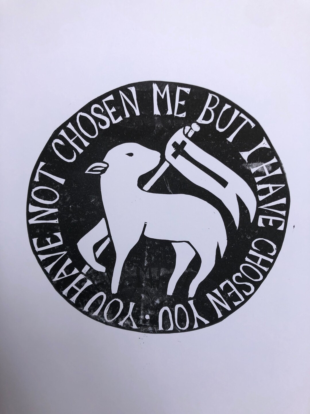 Agnus Dei: Lamb of God Paschal Eastertide Christian Linocut Print ...