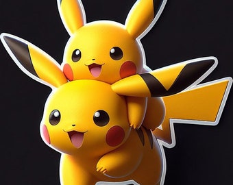 Pikachu and Pichu Mochi Cutesy Sticker - Etsy