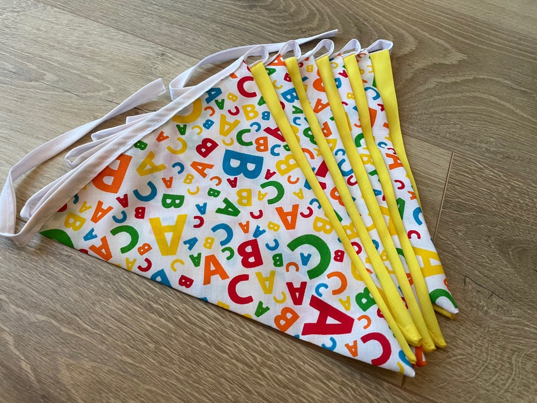 Alphabet Nursery Bunting Alphabet Print Fabric Perfect for Bedroom ...