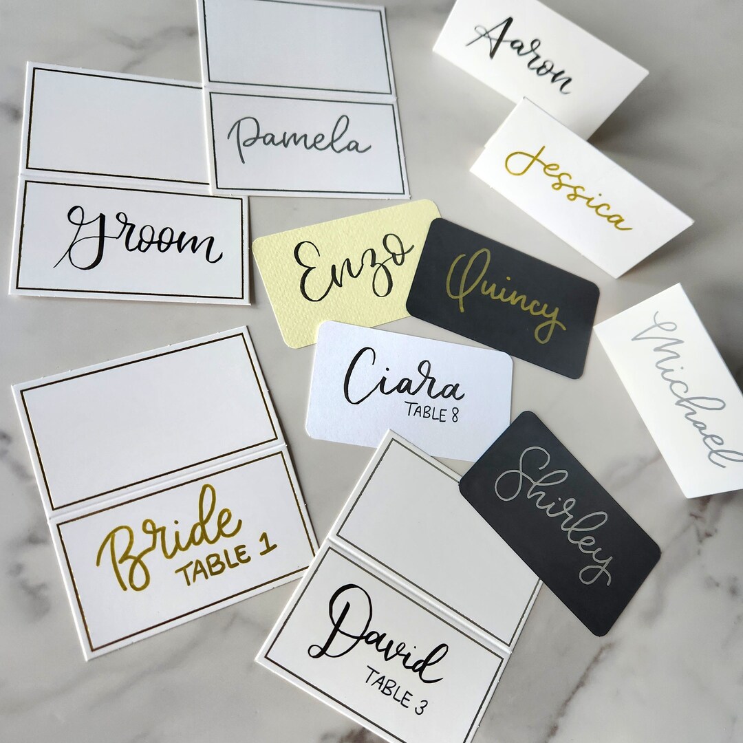 Personalized Handlettered Calligraphy Place Cards Hand Lettering Table ...