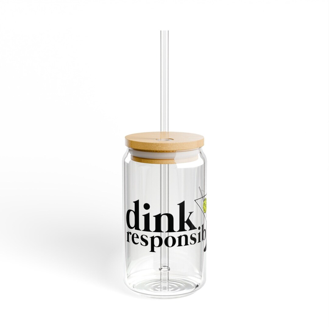 Pickleball Sipper Glass: Dink Responsibly, Bamboo Lid & Straw - Etsy