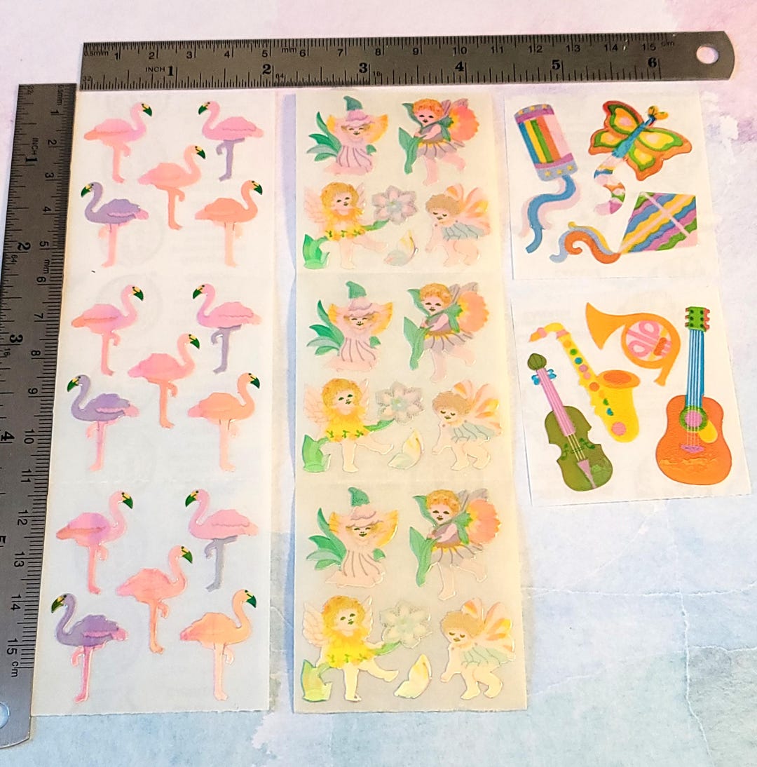 Sandylion - Vintage Stickers - Opalescent / Pearly Flamingos / Fairies ...
