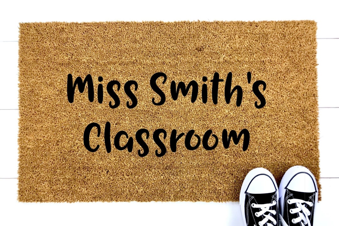 Teacher's Classroom Print Personalised Doormat, Teacher Gift, Custom ...