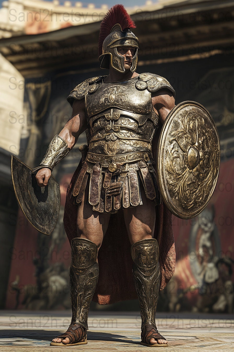 Ancient Roman Gladiator Wall Art, Warrior Man in Armor, Historical ...