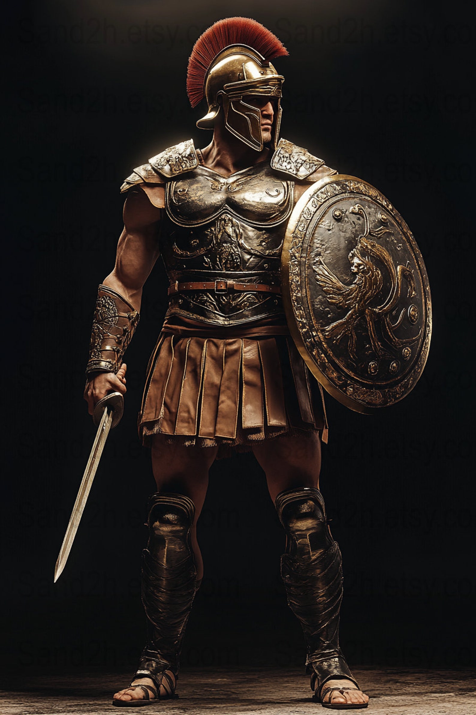 Ancient Roman Gladiator Wall Art, Warrior Man in Armor, Historical ...