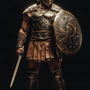 Ancient Roman Gladiator Wall Art, Warrior Man in Armor, Historical ...