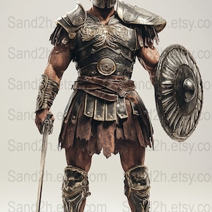 Ancient Roman Gladiator Wall Art, Warrior Man in Armor, Historical ...