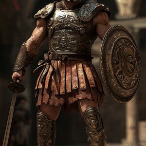 Ancient Roman Gladiator Wall Art, Warrior Man in Armor, Historical ...