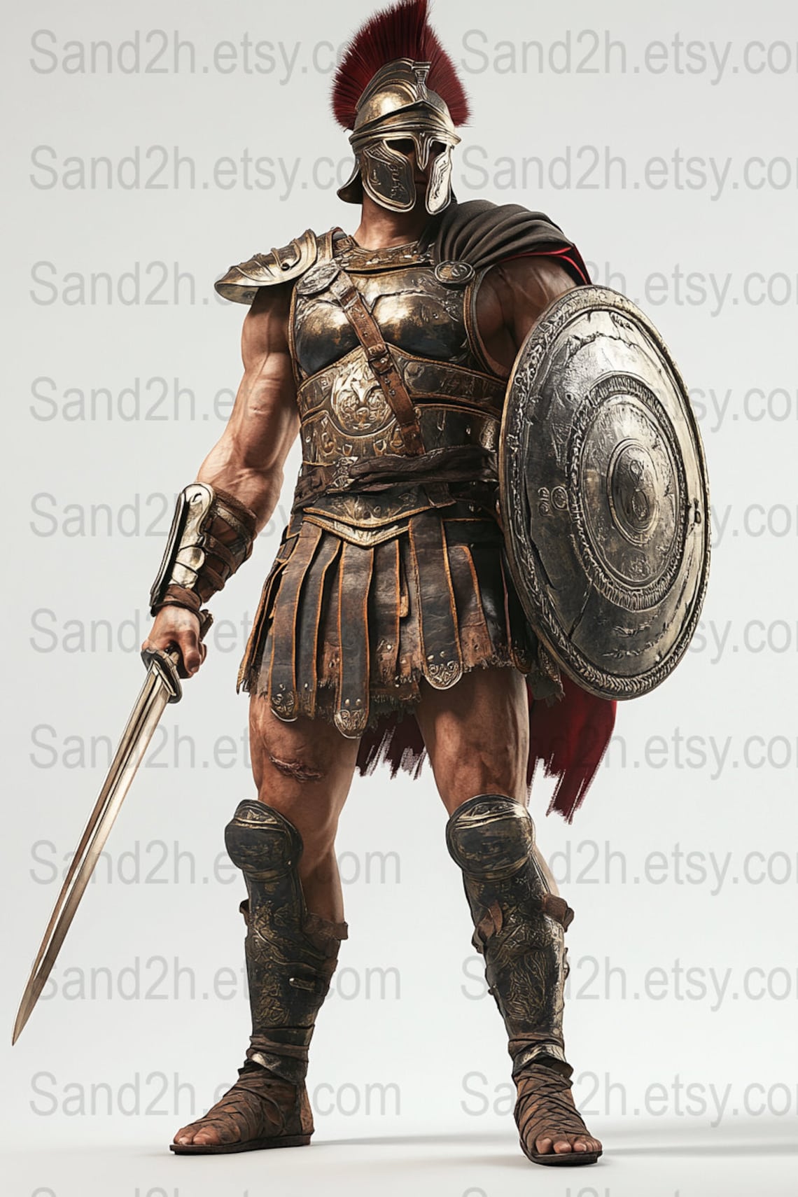 Ancient Roman Gladiator Wall Art, Warrior Man in Armor, Historical ...