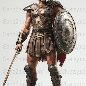 Ancient Roman Gladiator Wall Art, Warrior Man in Armor, Historical ...