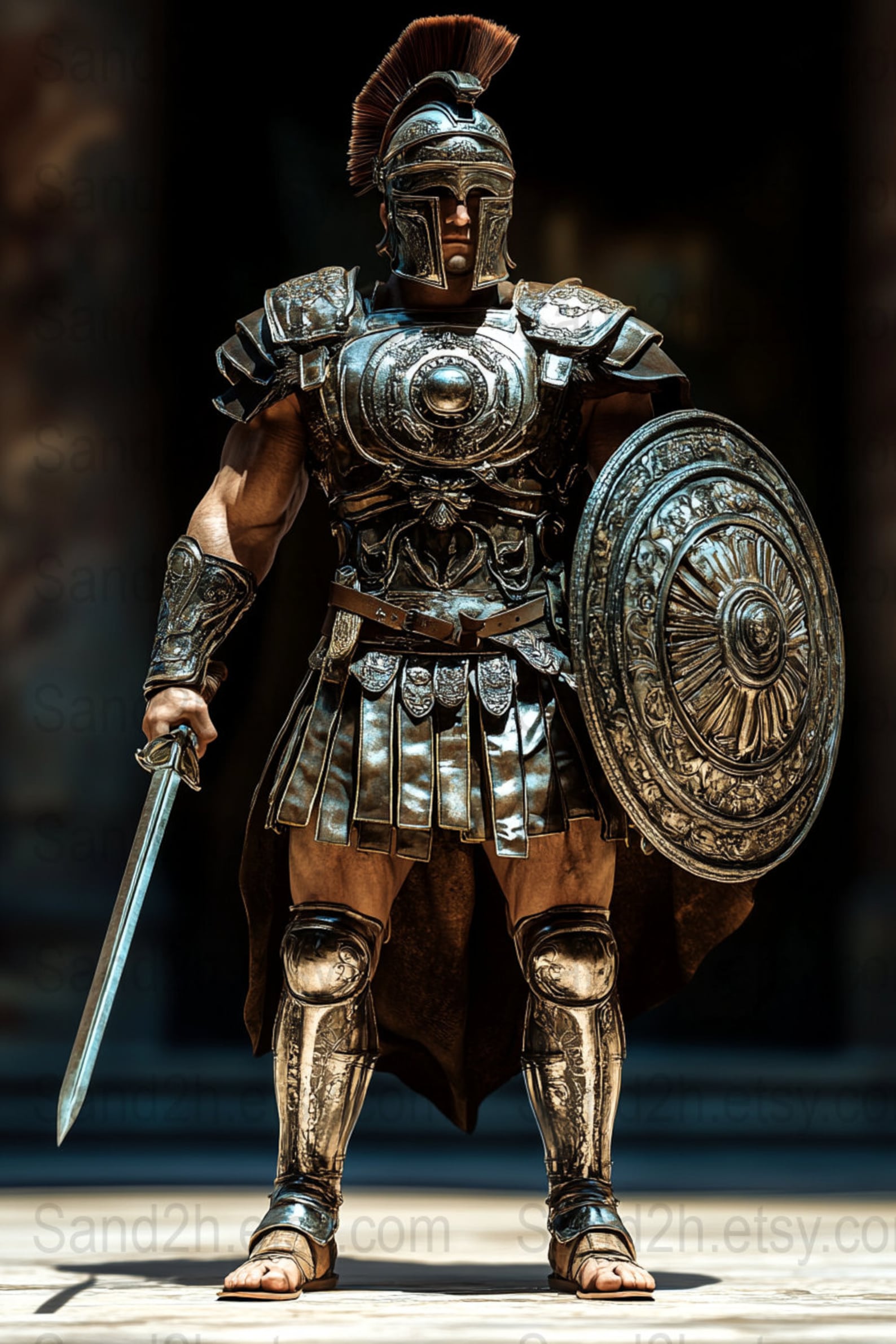 Ancient Roman Gladiator Wall Art, Warrior Man in Armor, Historical ...