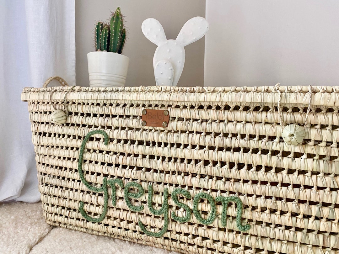 Personalized Straw Trunk, Basket & Storage Chest, Customizable Woven ...