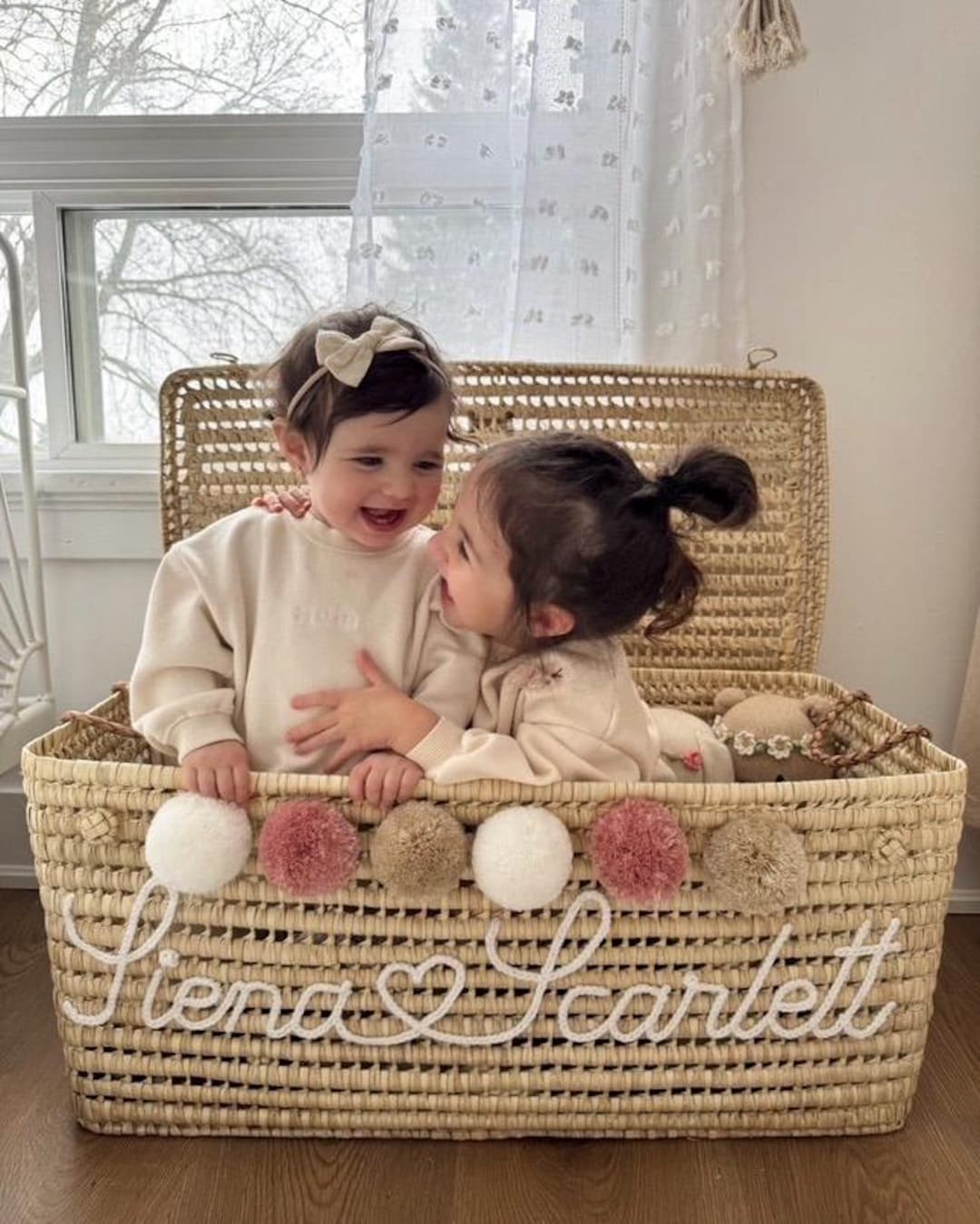Personalized Wicker Toy Chest – Handwoven Storage Box With Crochet ...
