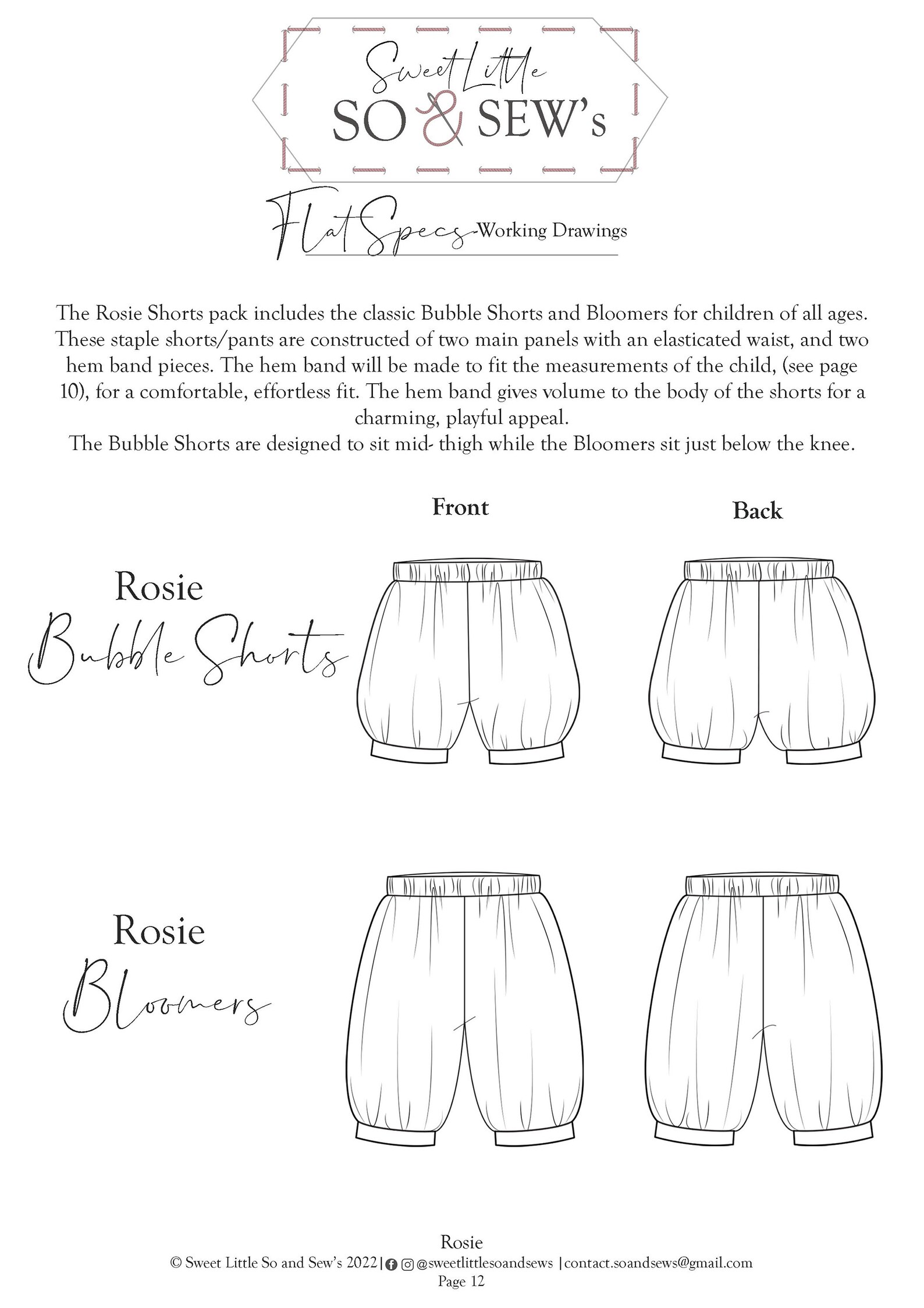 EASY Girls Bubble Shorts and Bloomers PDF Sewing Pattern, Baby Toddler ...