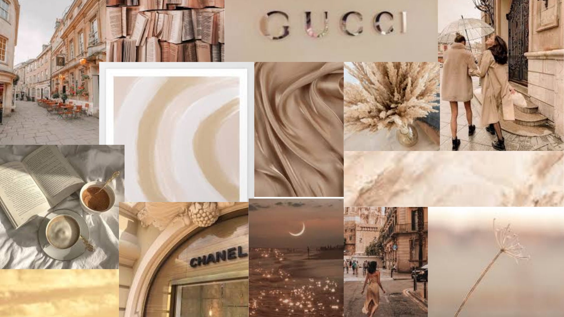 Beige collage background for any laptop. | Etsy