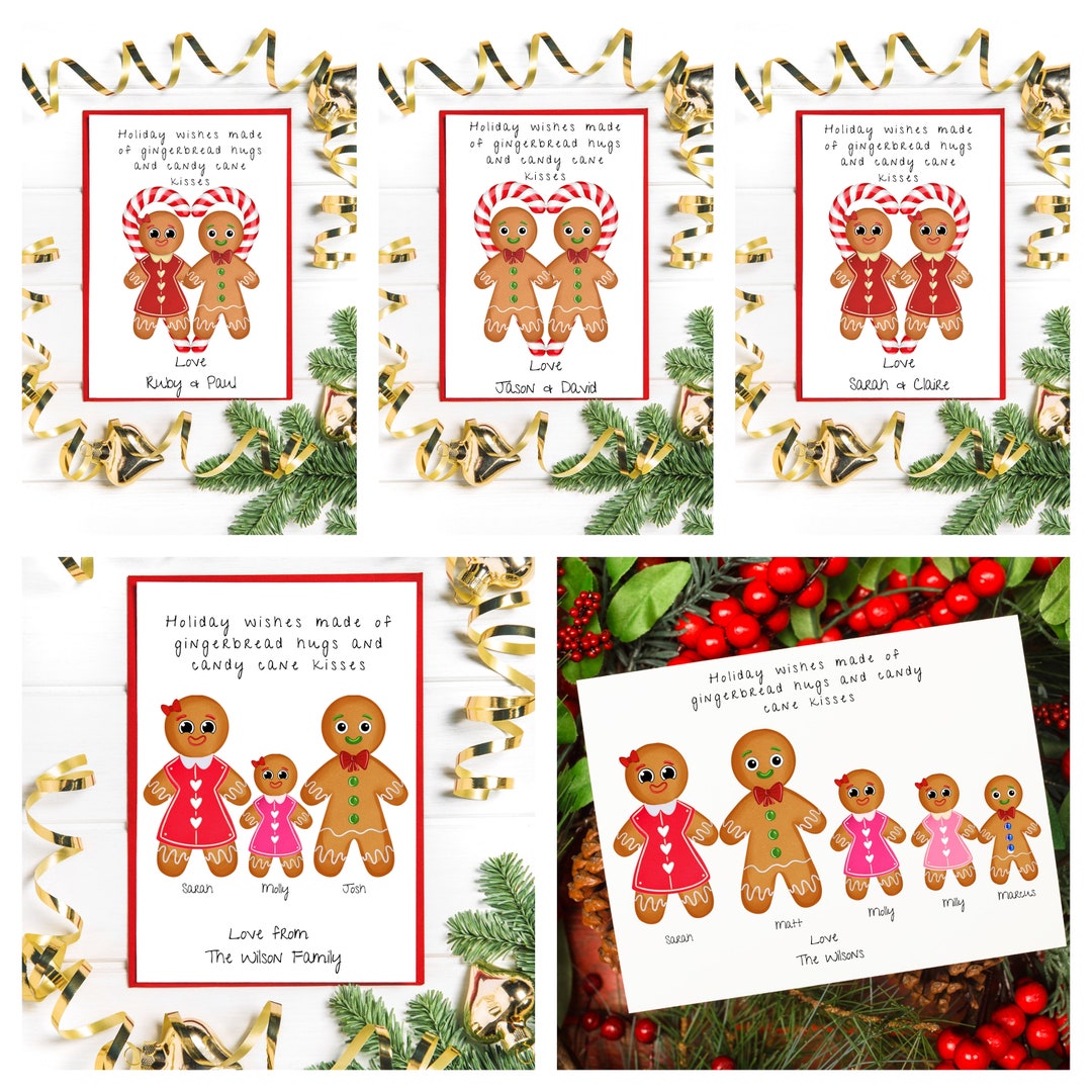 Personalised Couples or Family Christmas Cards Gingerbread Men and ...