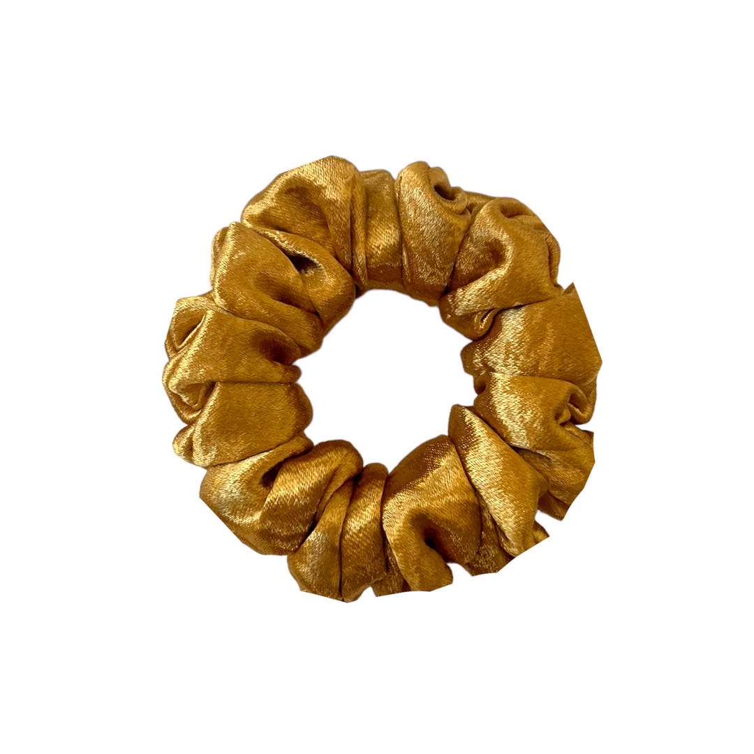 Set of 6 Polyester Silky Gold Color Scrunchies, Elastic Hair Bands 6 ...